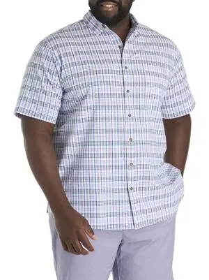 OAK HILL BY DXL Big & Tall Seersucker Large Plaid Sport Shirt - Multi