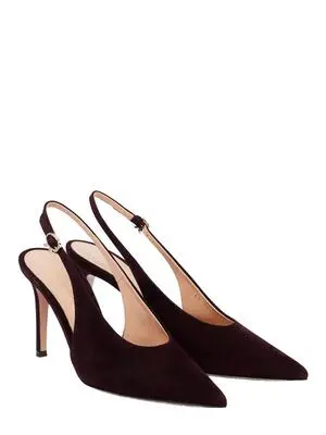 GIANVITO ROSSI Robbie Suede Slingback Pumps - Burgundy