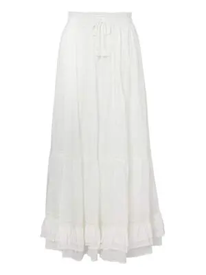 Poupette St Barth Clara Cotton Maxi Skirt - White