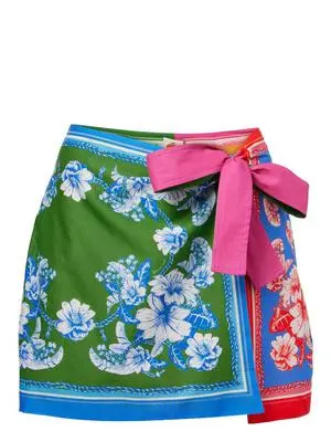 Farm Rio Floral Cotton Wrap Skirt - Multicoloured