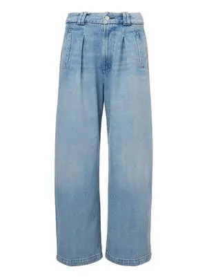Citizens Of Humanity Cara Twill Cropped Wide-leg Pants - Blue