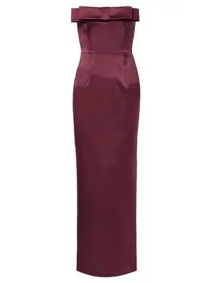 THE NEW ARRIVALS ILKYAZ OZEL Sisu Bow-detailed Satin Gown - Burgundy