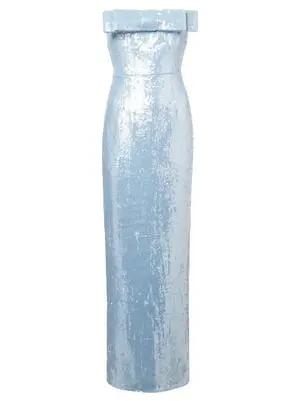 THE NEW ARRIVALS ILKYAZ OZEL Sisu Bow-Detail Sequined Dress Blue