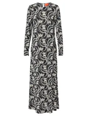 La DoubleJ Swing" Printed Jersey Midi Dress - Black