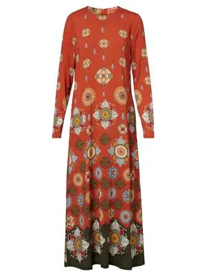 La DoubleJ Swing Printed Jersey Midi Dress - Orange