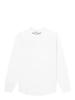 Palm Angels Doubled Logo Over Long-sleeve Tee /fuchsia - White