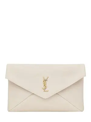 Saint Laurent Cassandre Large Envelope Pouch - White
