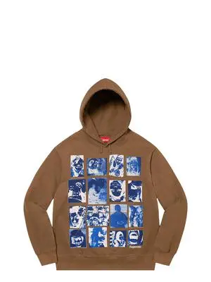 Supreme Collage Grid Hooded Sweatshirt - Brown