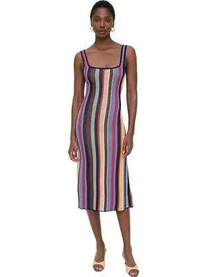 Staud Stripe Knit Midi Dress - Market Stripe