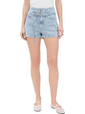 7 For All Mankind Belted Denim Shorts - Kansas