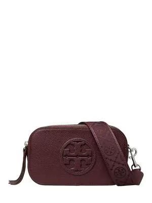 Tory Burch Miller Mini Zip Leather Crossbody Bag - Dark Carmine