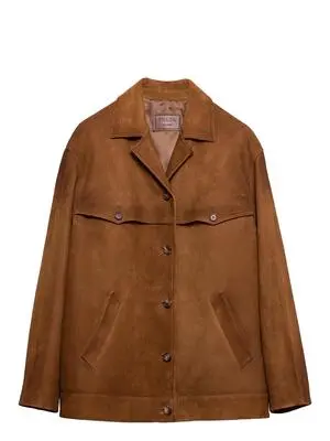 Prada Lambskin Suede Jacket - Brown