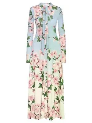 Oscar De La Renta Floral Ombré A-line Dress - Blue
