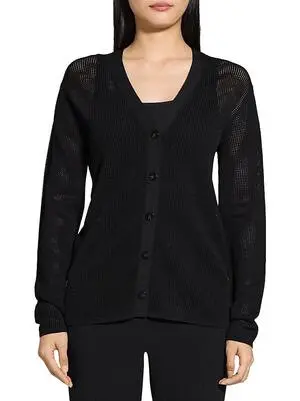 Theory V-Neck Cardigan Sweater Black