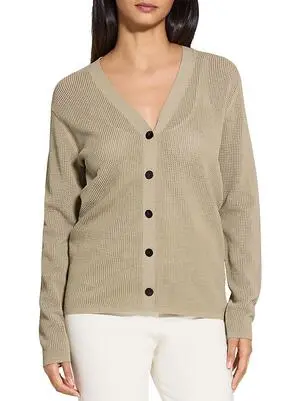 Theory V-Neck Cardigan Sweater Soft Taupe