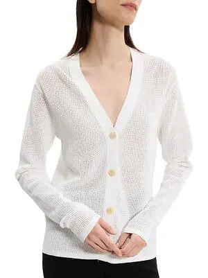 Theory V-neck Cardigan Sweater - White