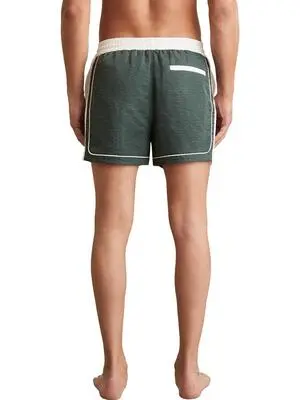 REISS Drawstring Color Blocked Swim Shorts - Dark Green