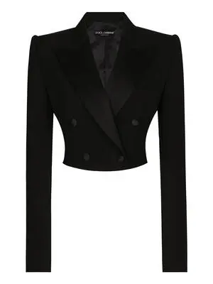 Dolce & Gabbana Short Double-breasted Wool Gabardine Tuxedo Jacket - Black