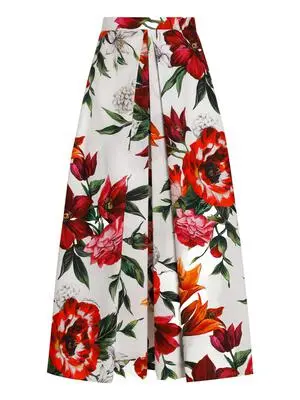 Dolce & Gabbana Flower- Pleated Poplin Skirt - Print