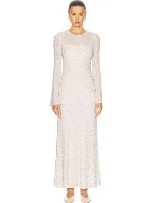 Gabriela Hearst Chandra Beaded Knit Maxi Dress - Ivory Multi