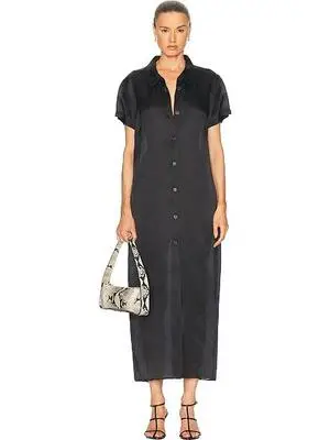 Khaite Effy Silk Organza Shirt Dress - Black