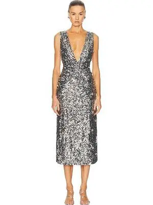 Brandon Maxwell The Santha Dress Sequined Embellished - Silver
