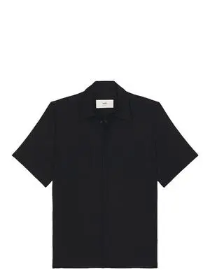 Ami Short Sleeve Classic Shirt In Navy - Navy Blue