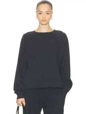 Eterne Oversized Lightweight French Terry Raglan Sweatshirt - Faded Black