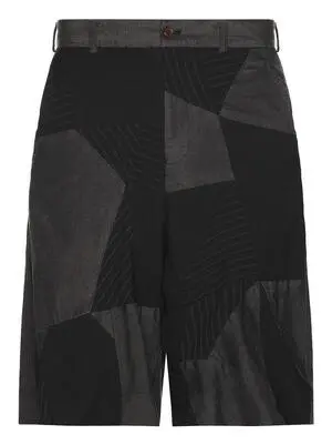 Comme Des Garçons Gabardine Patchwork Shorts - Black