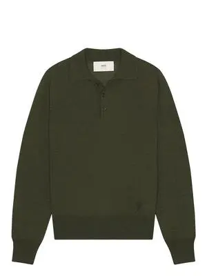 Ami Tonal Adc Polo In Dark Green - Loden