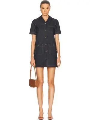 Moncler Button Up Mini Dress - Blue Navy Denim