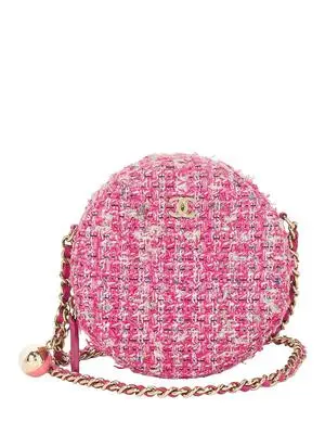 Chanel Tweed Round Clutch - Pink