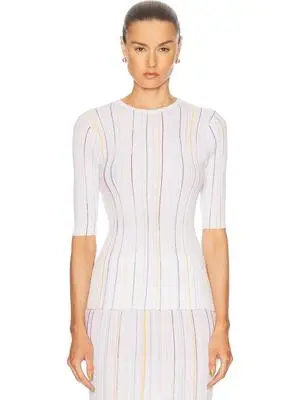 Gabriela Hearst Fitz Short Sleeve Top - Ivory Multi