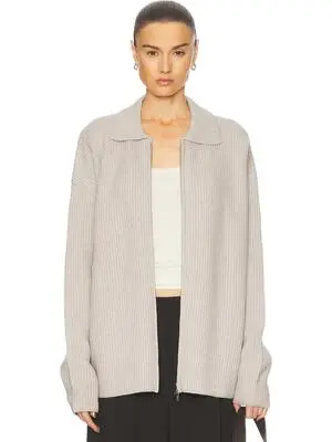 AYA MUSE Cashmere Collared Zip Up - Beige