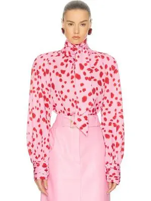 ROWEN ROSE Long Sleeve Top Pink & Red Dalmation