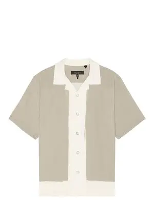 Rag & Bone Printed Avery Vacation Shirt In Grey - Tan Anthon