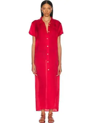 Khaite Effy Organza Dress - Raspberry