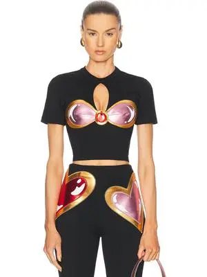 AREA Colorblock Gem Cup T-shirt - Black