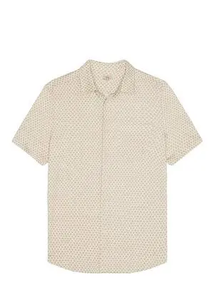 Faherty Brand Short Sleeve Hermosa Shirt In Cream - Island Sand Fishscale