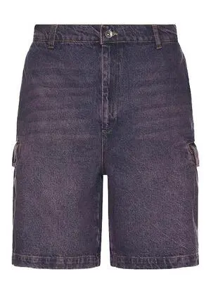 FLANEUR Denim Cargo Shorts - Violet Wash