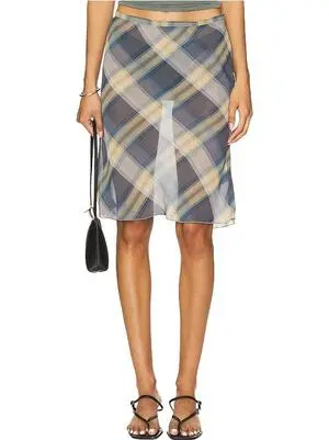 Lioness Shoreline Midi Skirt - Blue Check