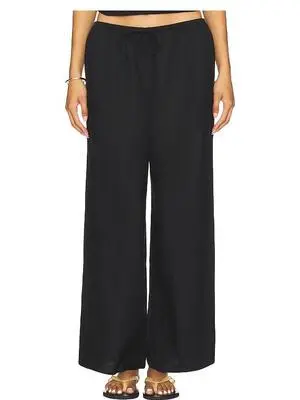 Onia Air Linen Wide Leg Drawstring Pant - Solid Black
