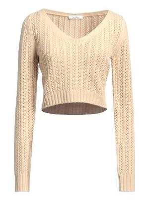 Max Mara Cable-Knit Wool-Cashmere Cropped Sweater Sand