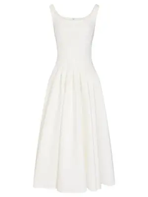 Huishan Zhang Darla Pleated Scuba Midi Dress - White