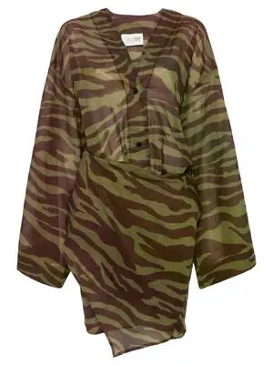 Attico Zebra-print Mini Dress - Brown