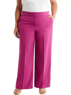 TAHARI ASL Wide Leg Trousers - Wild Berry