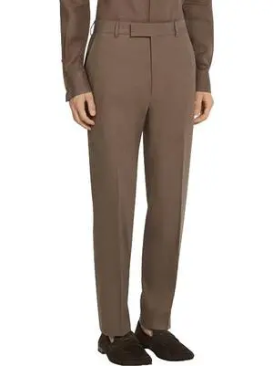 ZEGNA Linen Flat Front Trousers