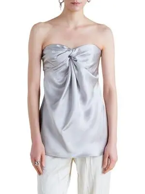 Marina Moscone Satin Twist Bustier - Pale Grey