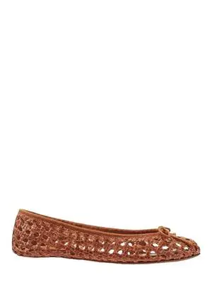 MARGAUX LONNBERG Woven Leather Ballerinas - Saddle