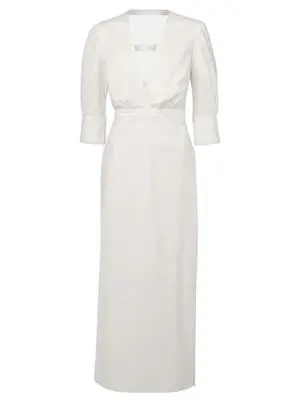 ADRIANA DEGREAS Puff-sleeve Cotton Maxi Dress - White